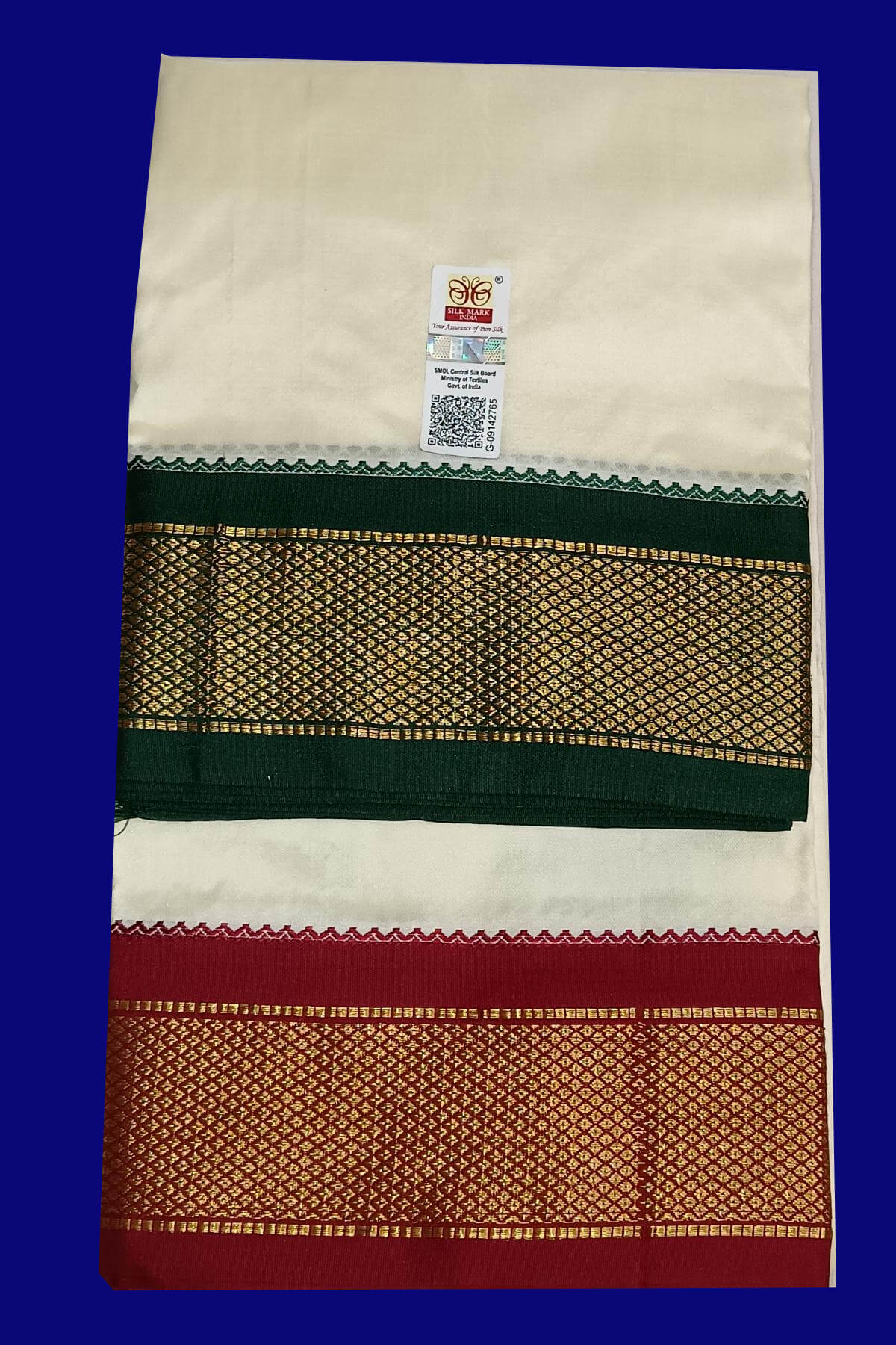Pure silk Dhoti /Panche 3.5 inch Ganga Jamuna border – Anivartee